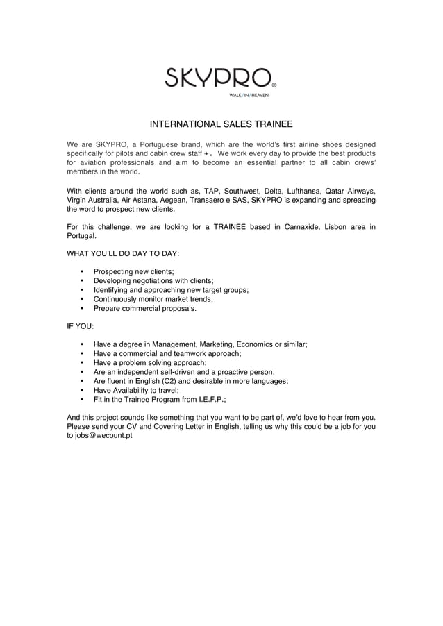 Anúncio trainee skypro | PDF
