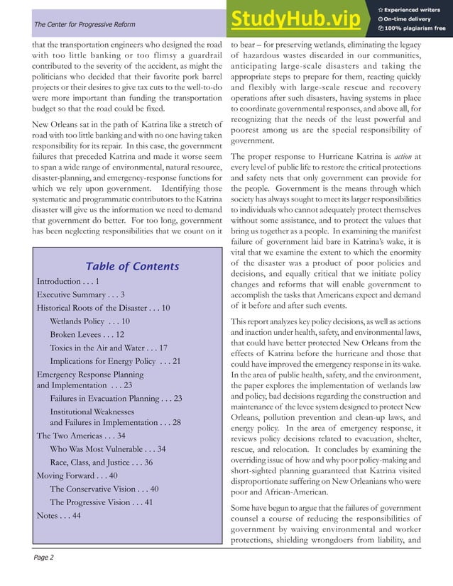 An Unnatural Disaster The Aftermath Of Hurricane Katrina | PDF