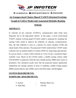 An Unsupervised Cluster-Based VANET-Oriented Evolving Graph (CVoEG) Model and Associated ...