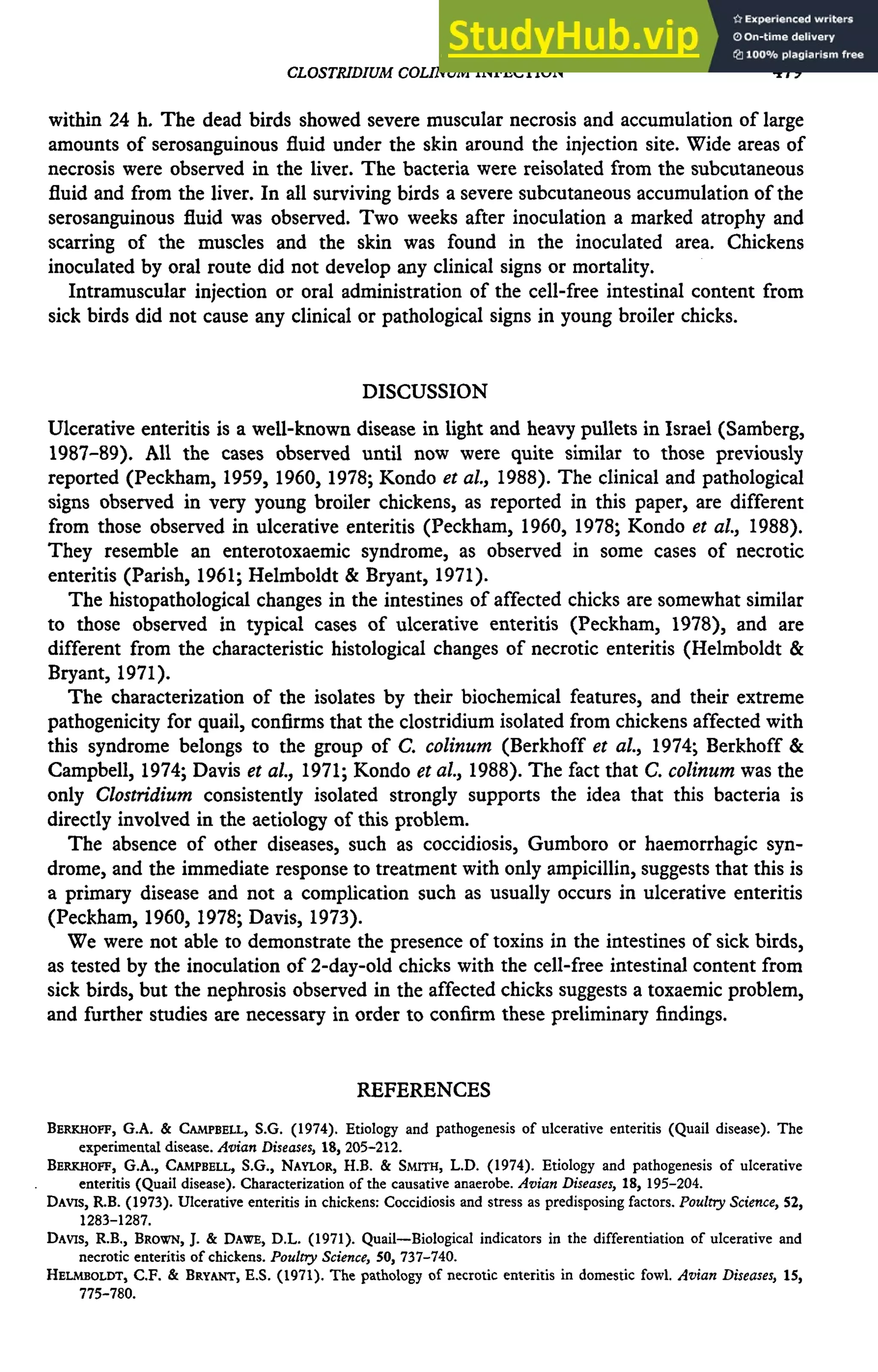 An Unusual Clostridium Colinum Infection In Broiler Chickens | PDF