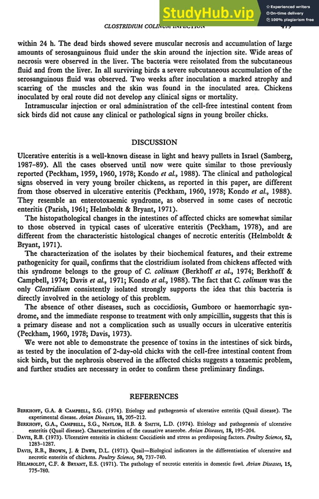 An Unusual Clostridium Colinum Infection In Broiler Chickens | PDF ...