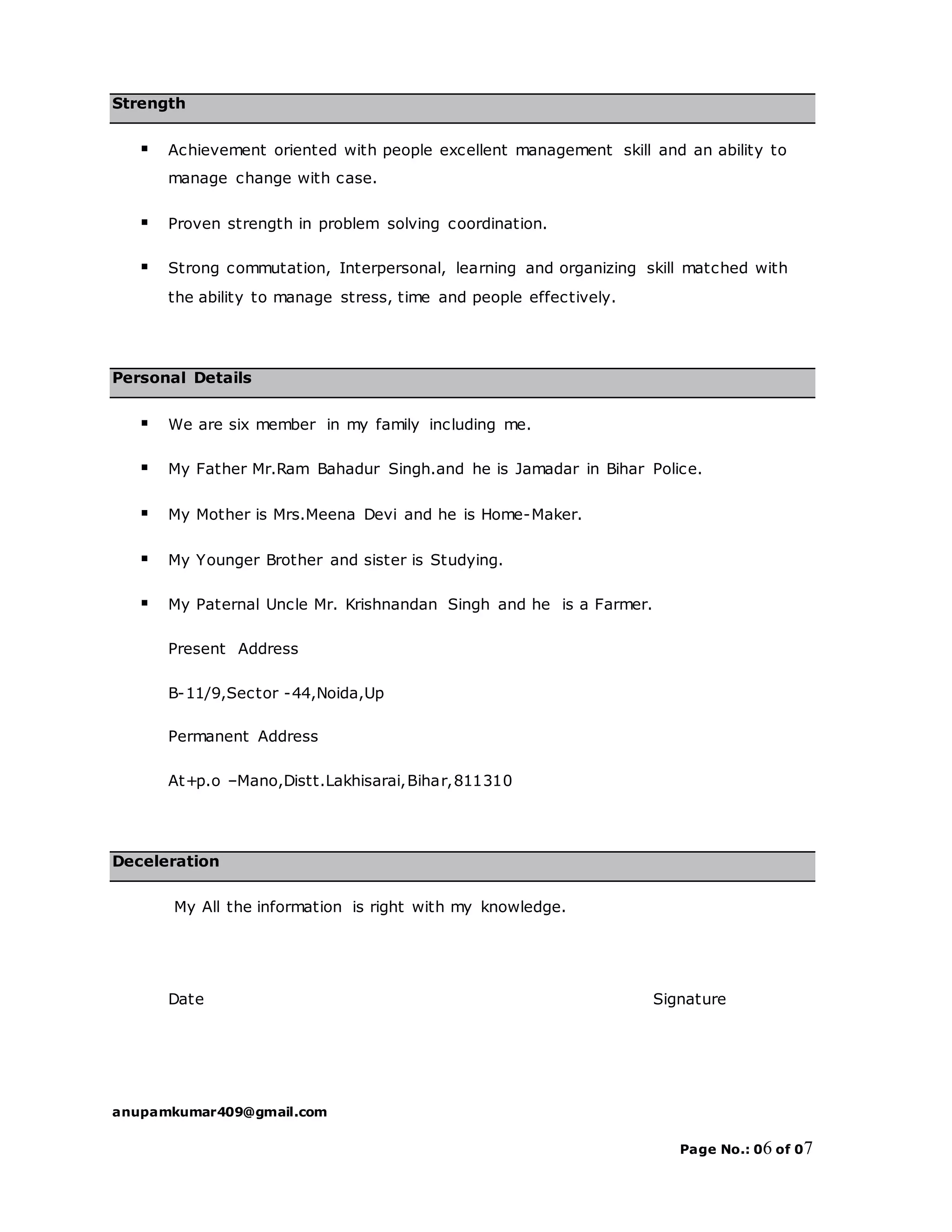 Anupam kumar resume | PDF