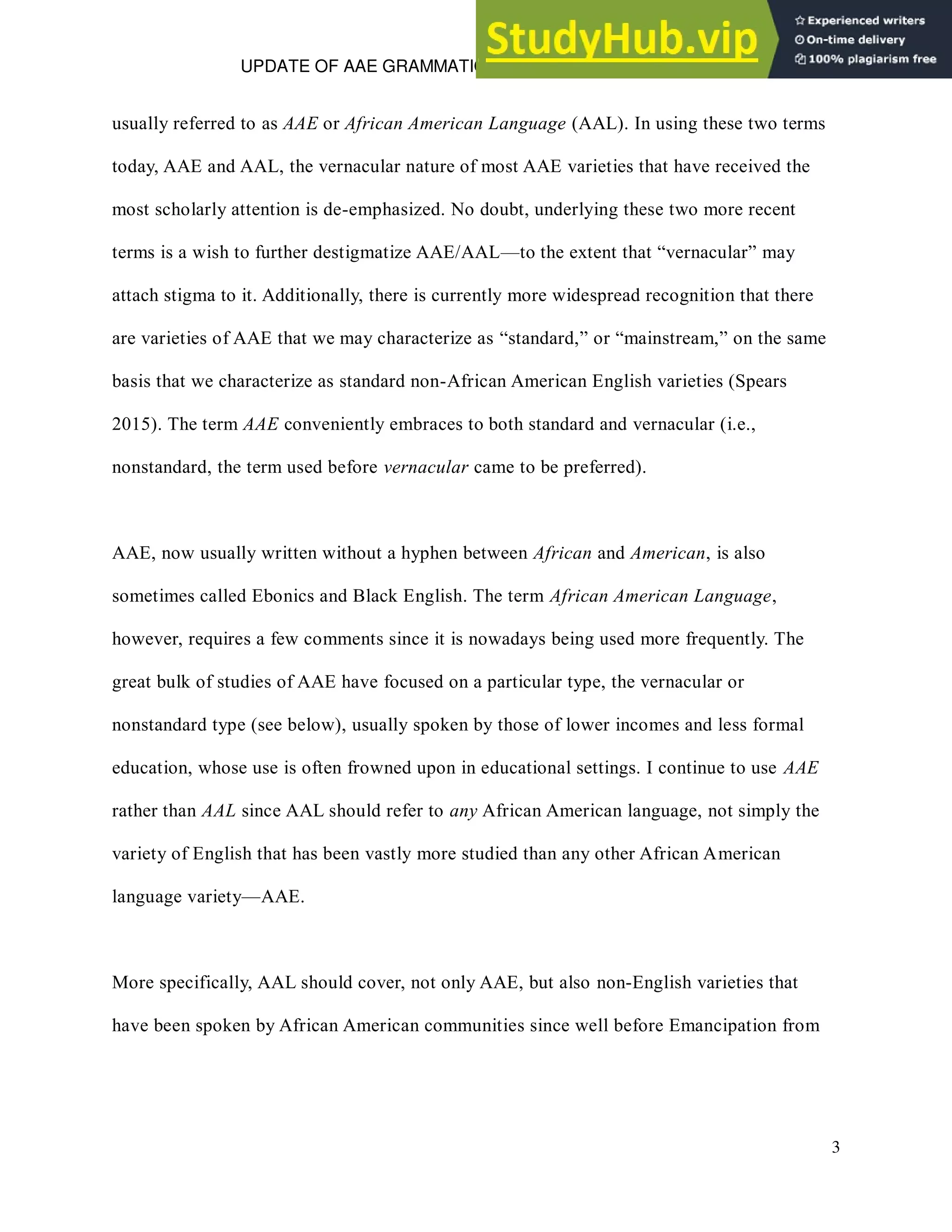 An Updated List Of African American English Grammatical Features Tense ...