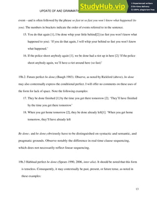 An Updated List Of African American English Grammatical Features Tense ...