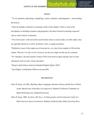 An Updated List Of African American English Grammatical Features Tense ...