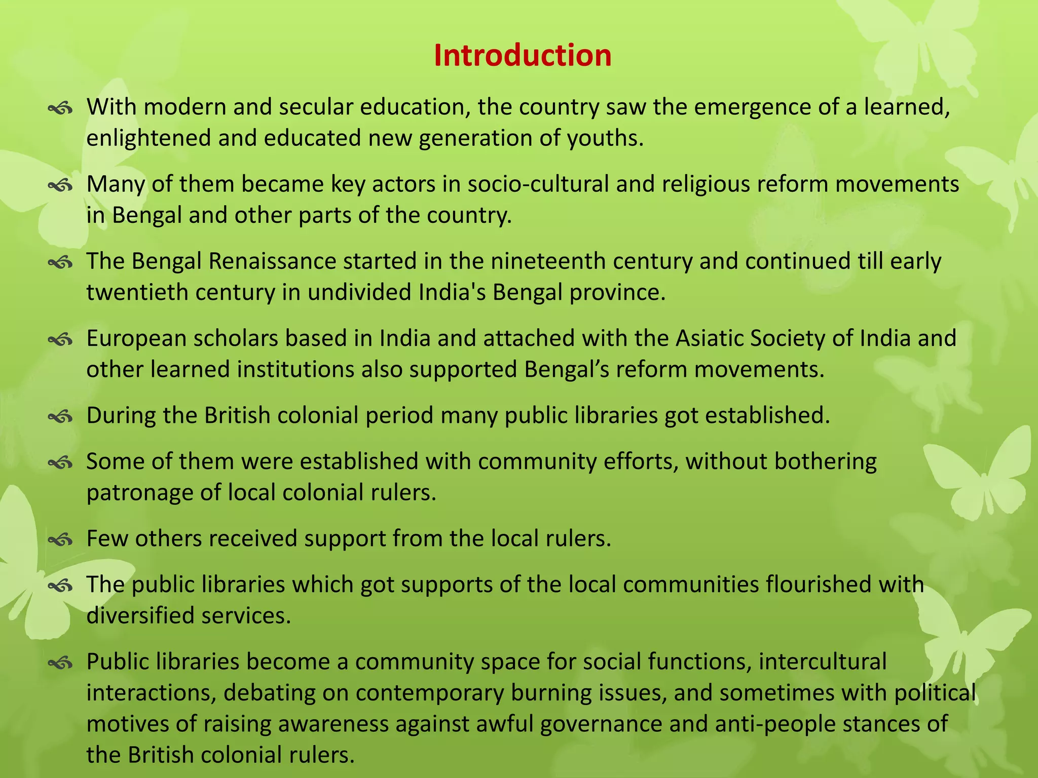 The Legacy of Bengal Renaissance in Public Library Development in India ...