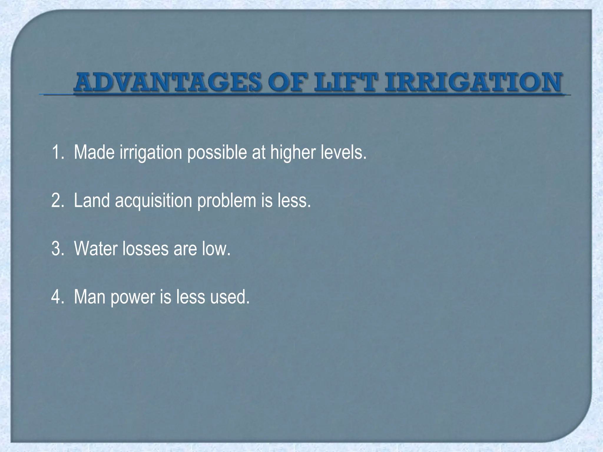 LIFT IRRIGATION SYSTEM | PPT