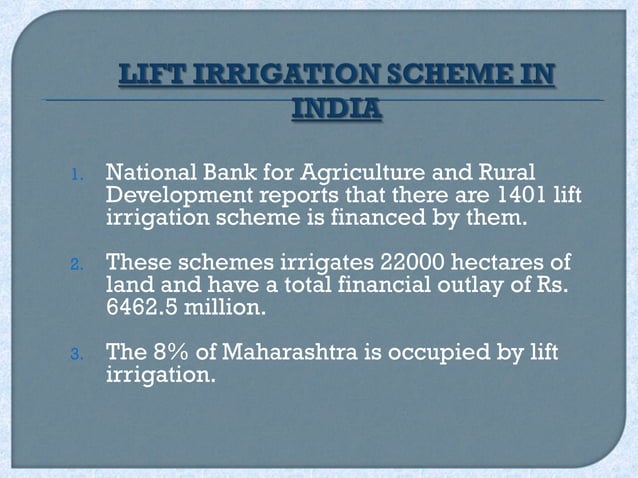 LIFT IRRIGATION SYSTEM | PPT