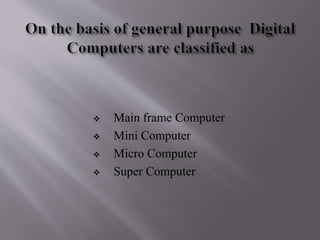 CLASSIFICATION OF COMPUTERS | PPTX