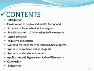 Hypervalent organo iodines reagents in organic synthesis | PPTX