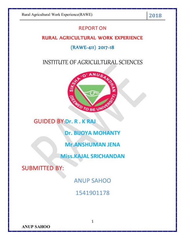 Rawe report 2018 - 19 Institute Of Agricultural Sciences, SOA ...
