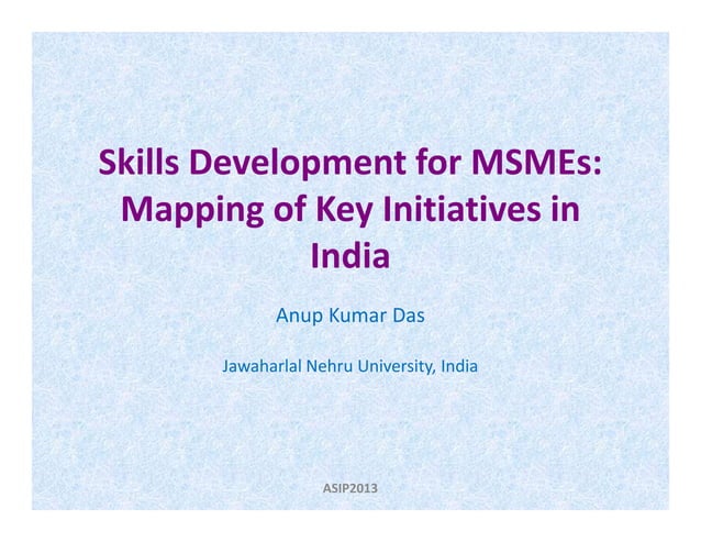 Skills Development for MSMEs: Mapping of Key Initiatives in India | PDF ...