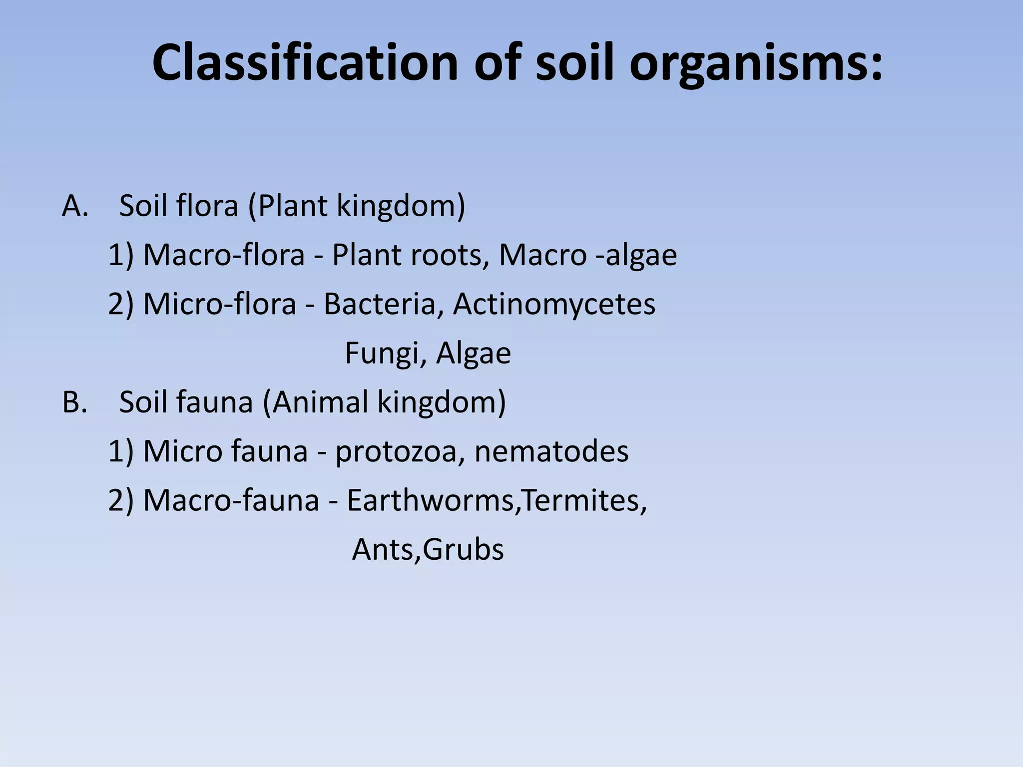 Soil Organisms, functions and their role in Soil fertility | PPTX