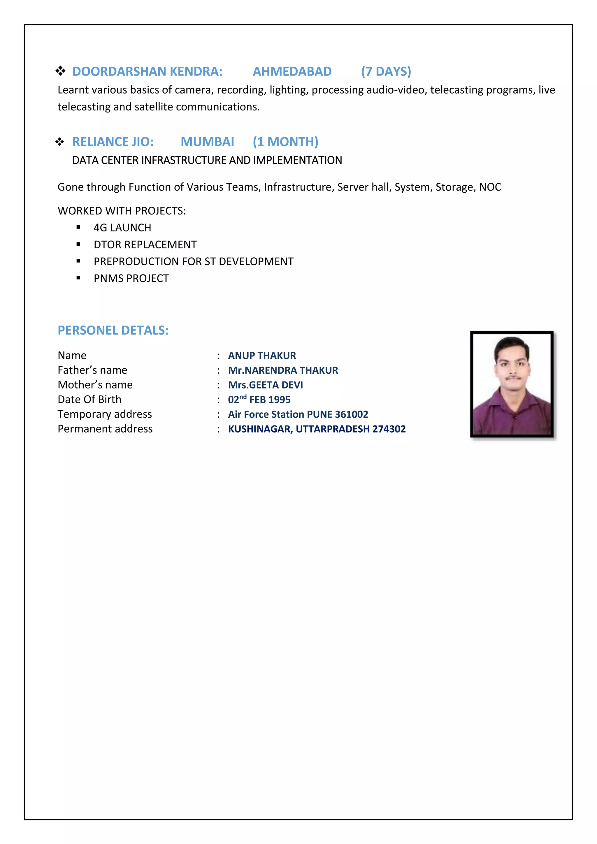 Anup thakur resume | PDF
