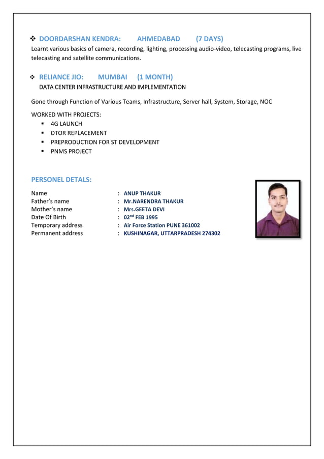 Anup thakur resume | PDF