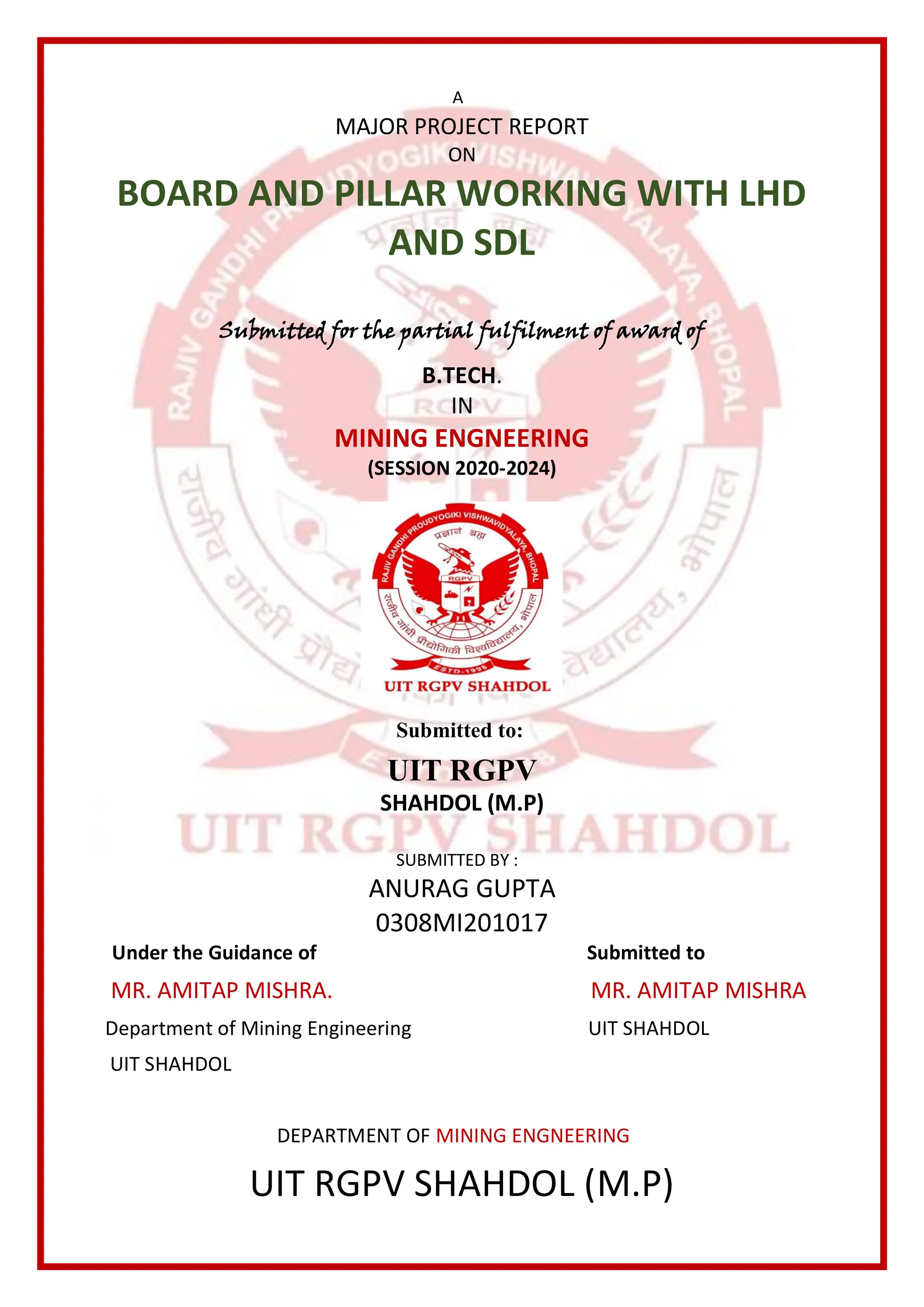 Board and pillar working with lhd and sdl. Mining engineering final ...