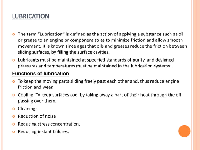 LUBRICATION & INSERTS | PPTX | Physics | Science