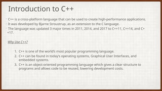 Presentation on topic of c and c++ programming language.(.pptx