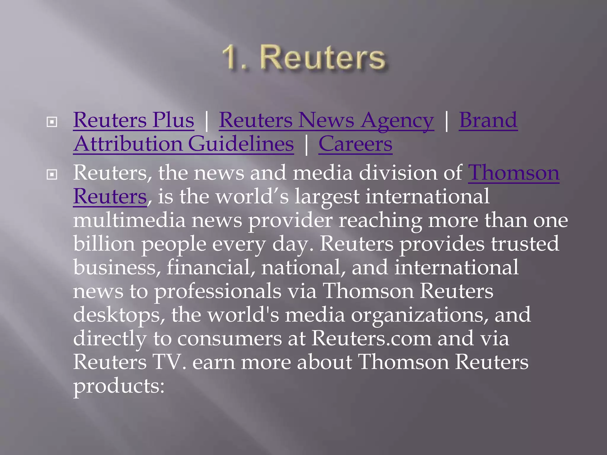 THe three biggest international news agencies | PPTX
