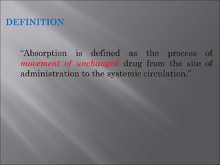 GENERAL PHARMACOLOGY-absorption of drugs | PPT | Digestive Disorders ...