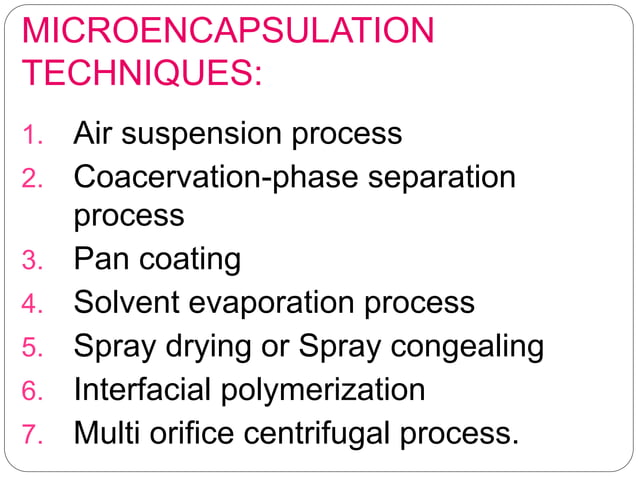 coacervation-phase separation technique in micro encapsulation | PPTX | Chemistry | Science