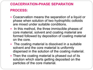 coacervation-phase separation technique in micro encapsulation | PPTX