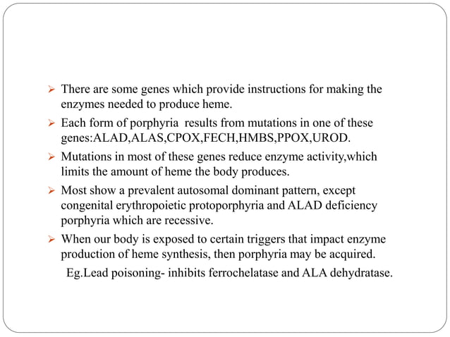 PORPHYRIA | PPTX | Blood Disorders | Diseases and Conditions
