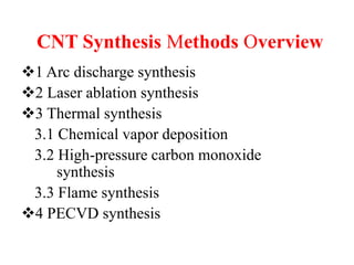 METHODS FOR SYNTHESIS OF CNT | PPTX