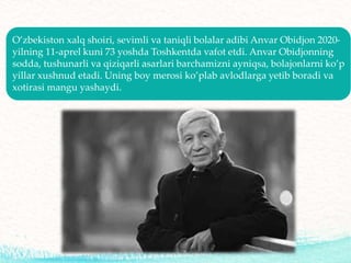 Anvar Obidjon va Rauf Parfi ijodi.pptnnnkx | PPTX