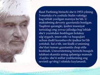 Anvar Obidjon va Rauf Parfi ijodi.pptnnnkx | PPTX