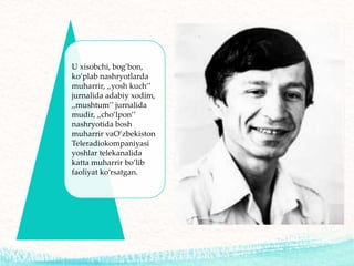 Anvar Obidjon va Rauf Parfi ijodi.pptnnnkx | PPTX