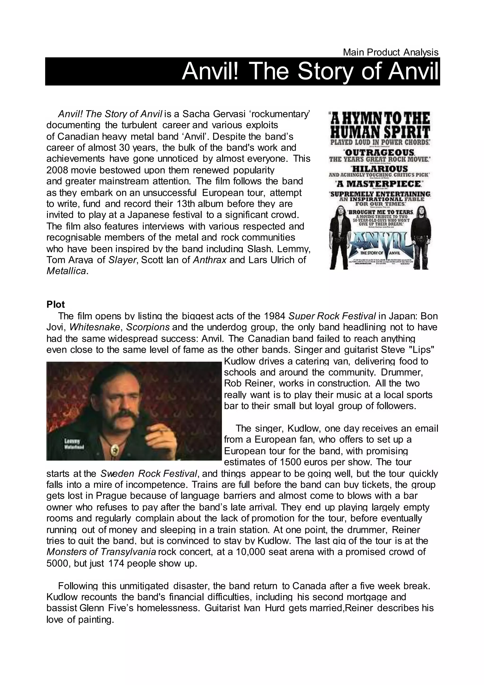 Anvil! The Story of Anvil | DOCX