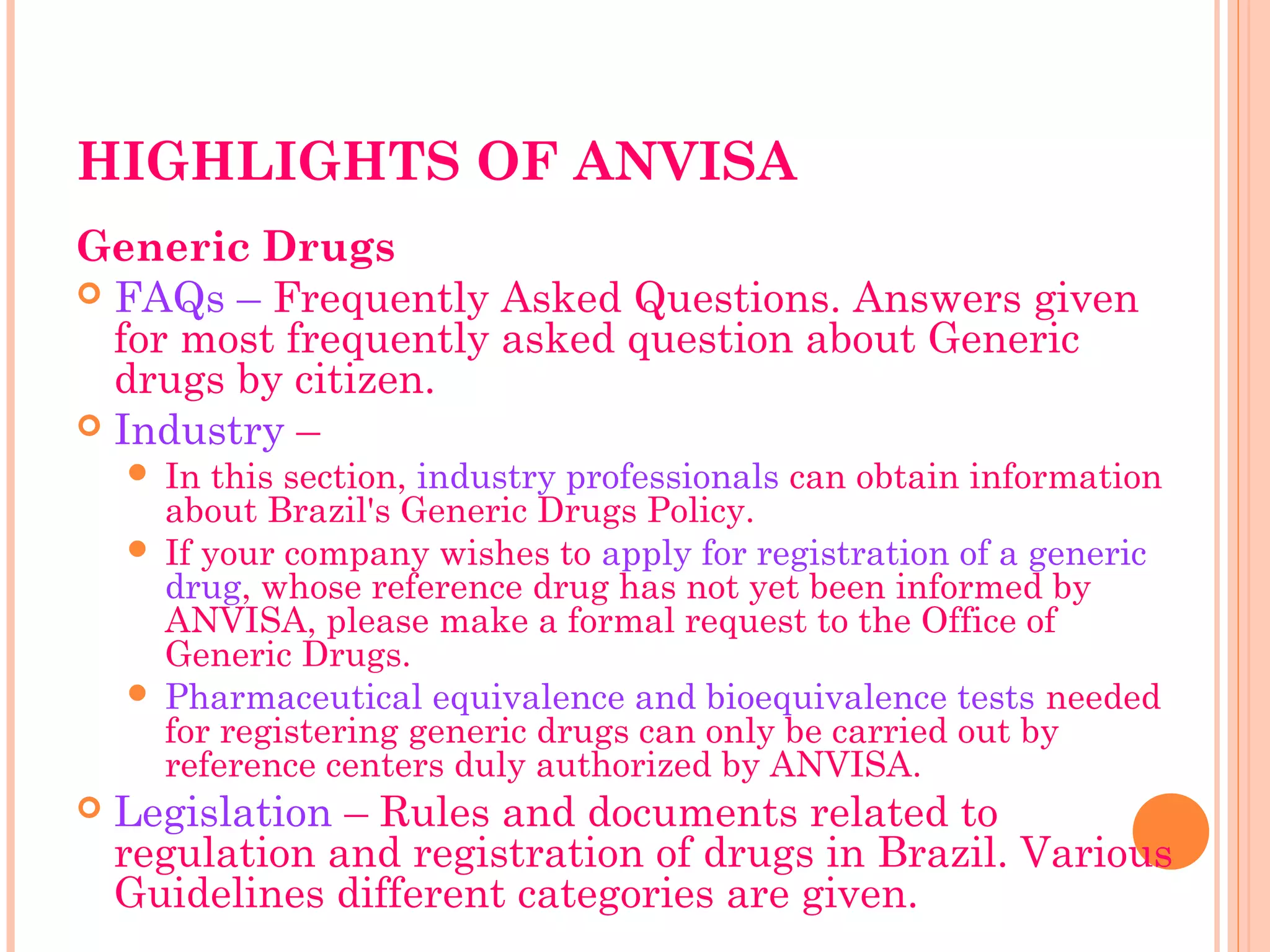 ANVISA regulatory authority of brazil | PPT