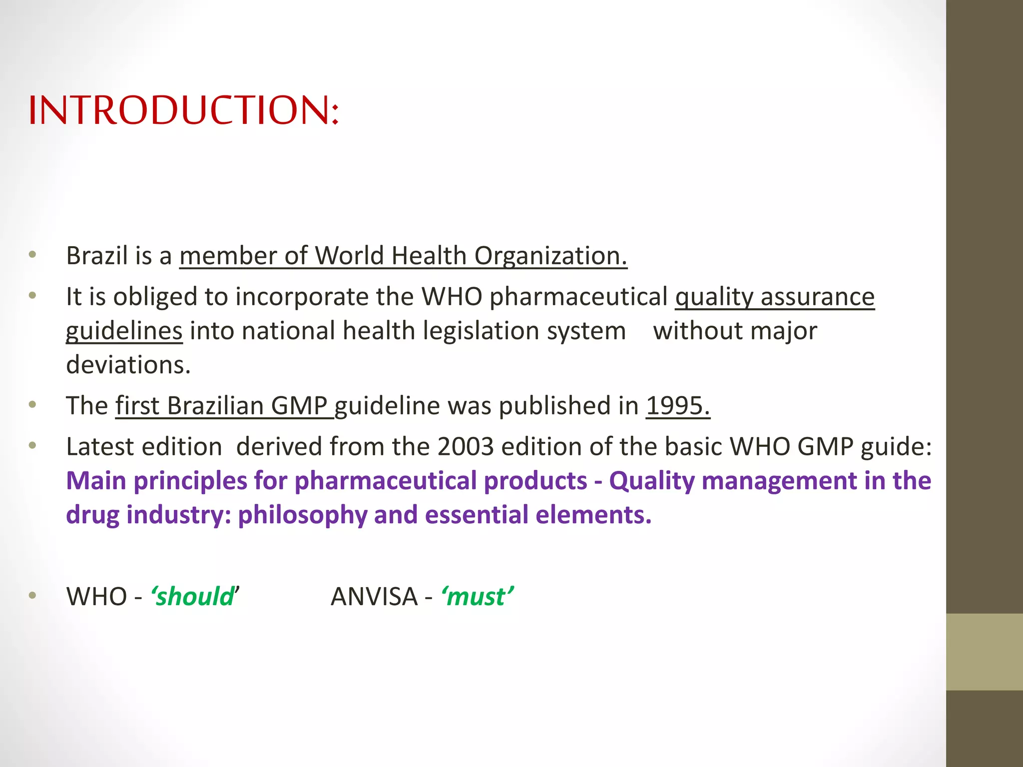 Anvisa Vs WHO guidelines | PPTX