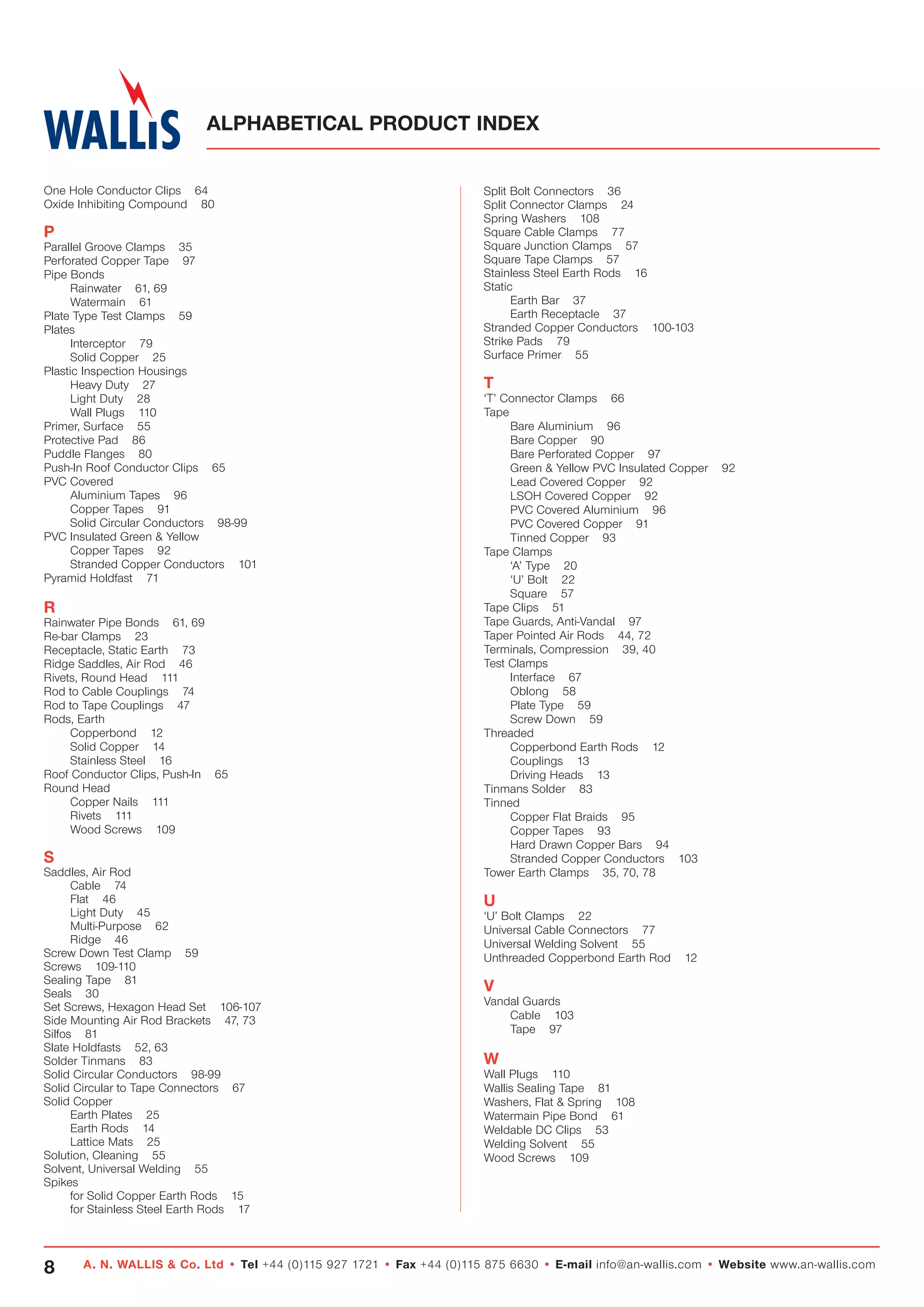 AN Wallis Earthing & Lightning Protection Catalogue | PDF