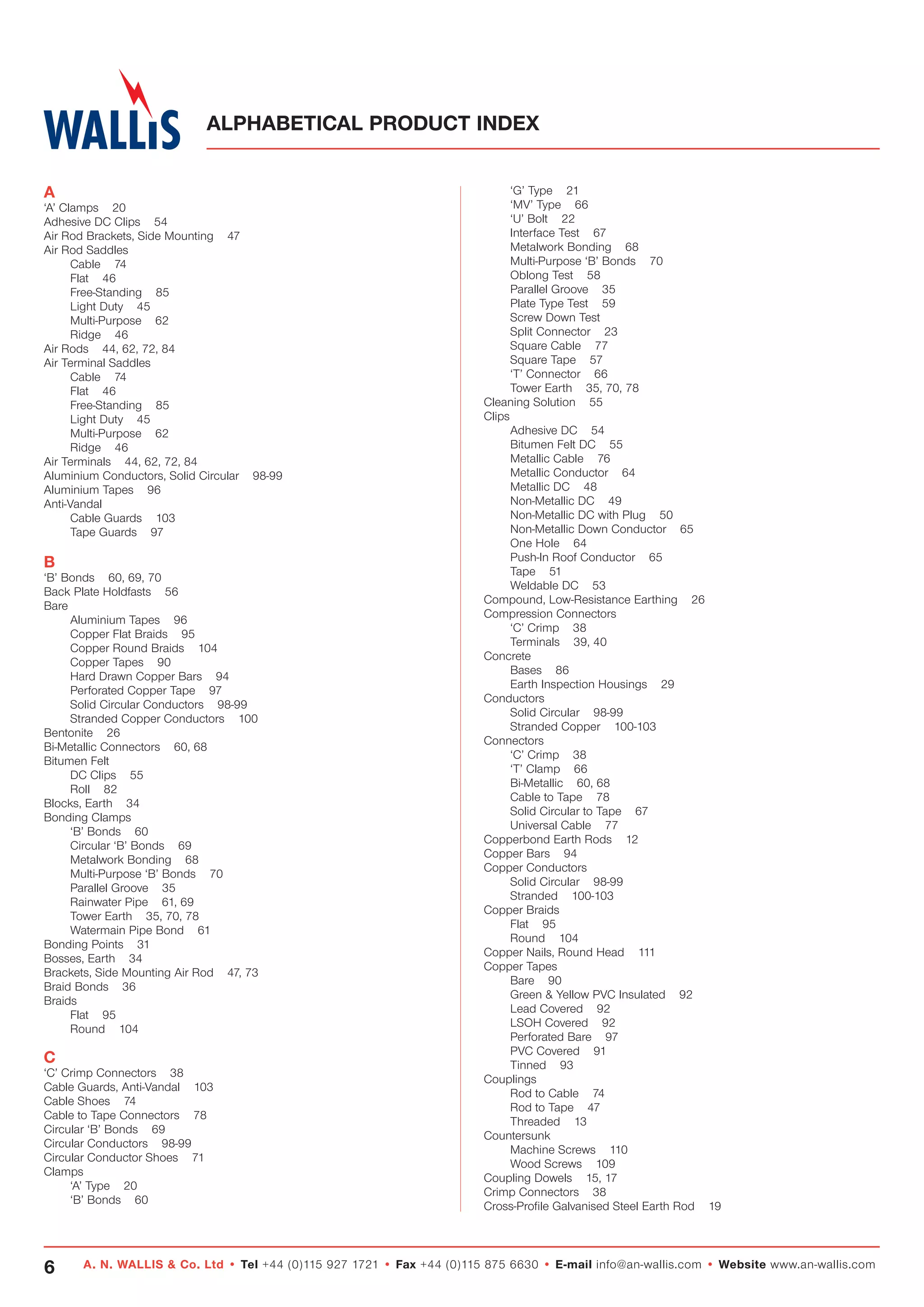 AN Wallis Earthing & Lightning Protection Catalogue | PDF