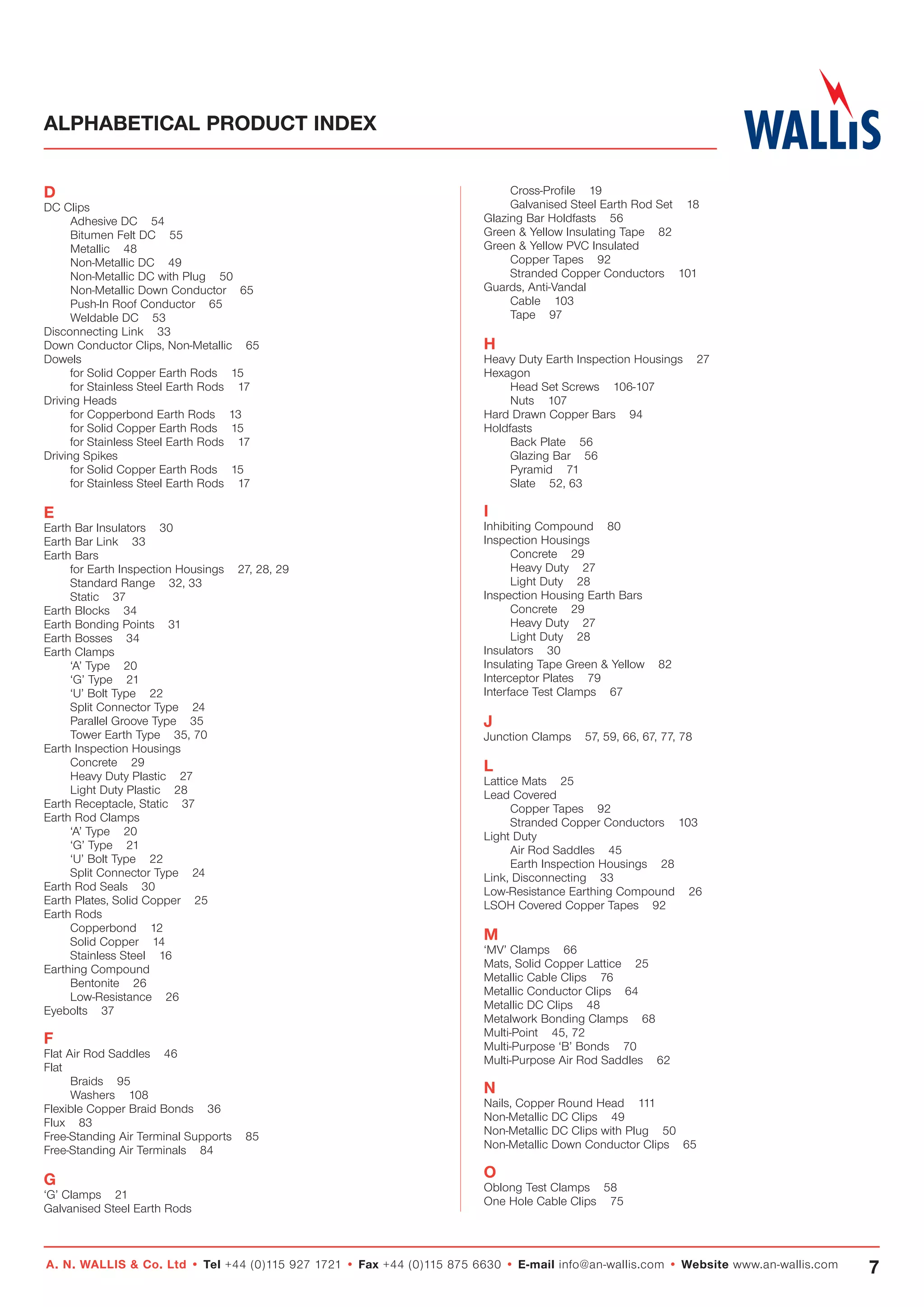 AN Wallis Earthing & Lightning Protection Catalogue | PDF