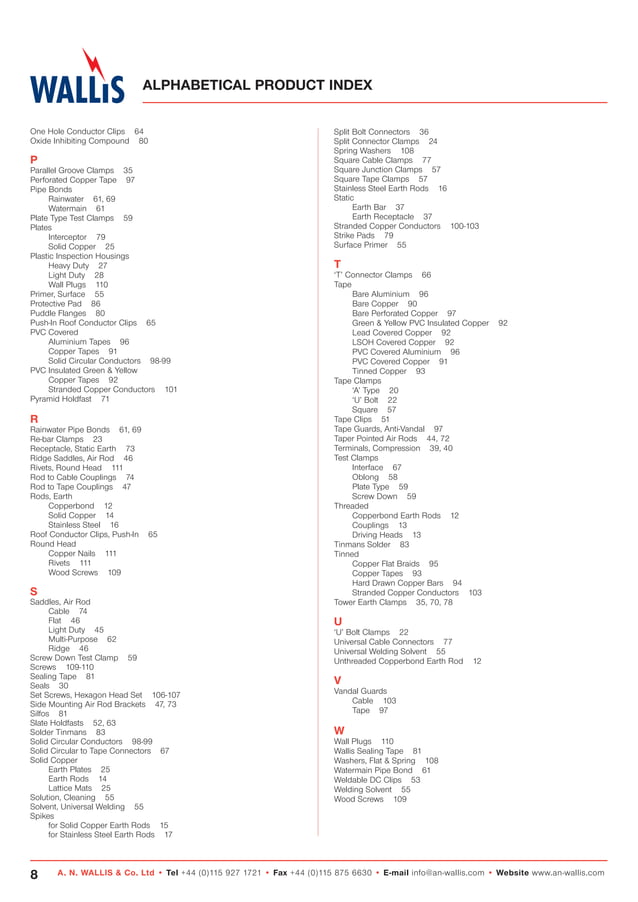 AN Wallis Earthing & Lightning Protection Catalogue | PDF ...