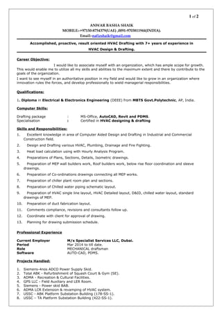 HVAC Drafting & MEP Coordination with 7+ years experience | DOC