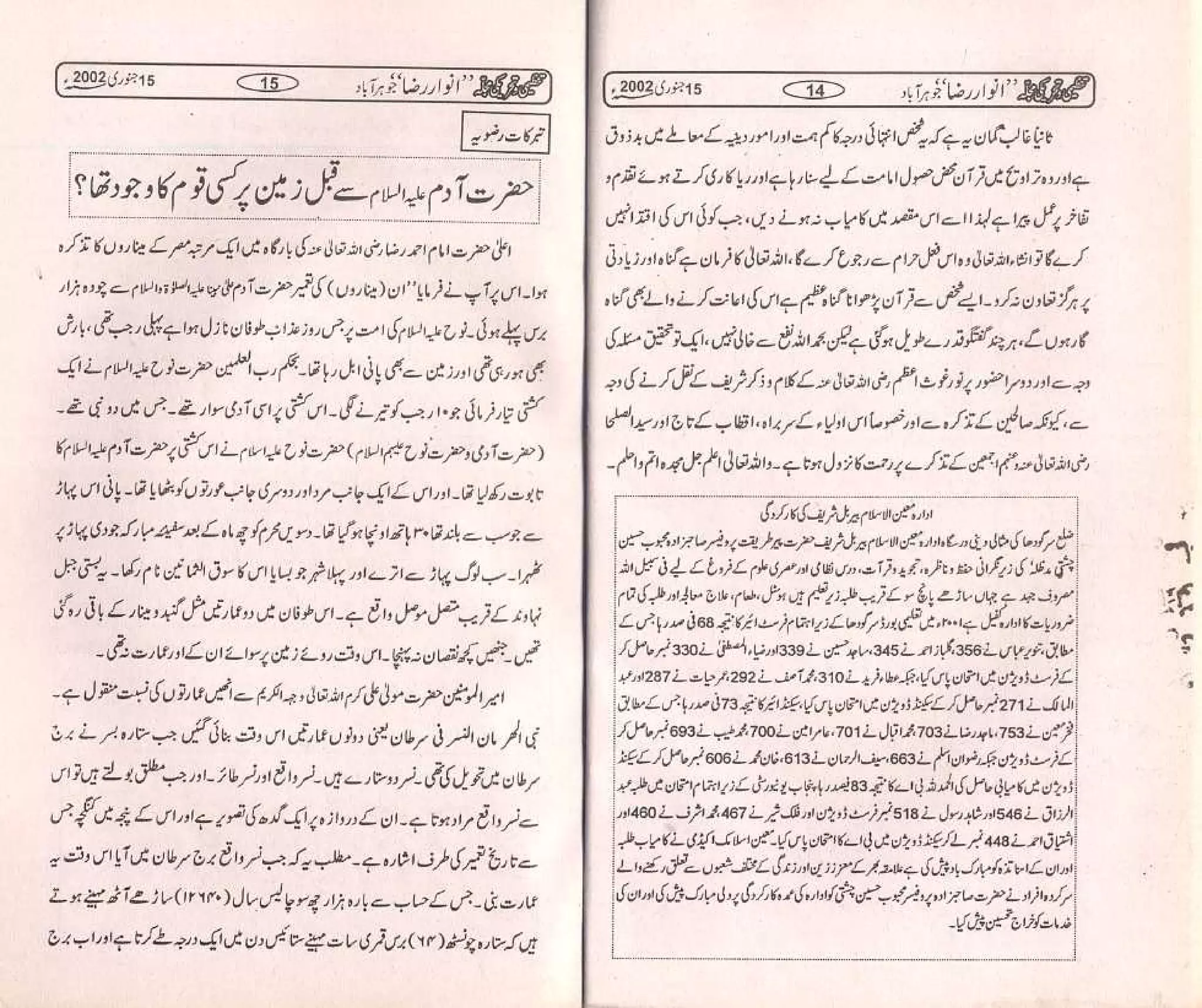 Anwar e raza jan 2002 | PDF