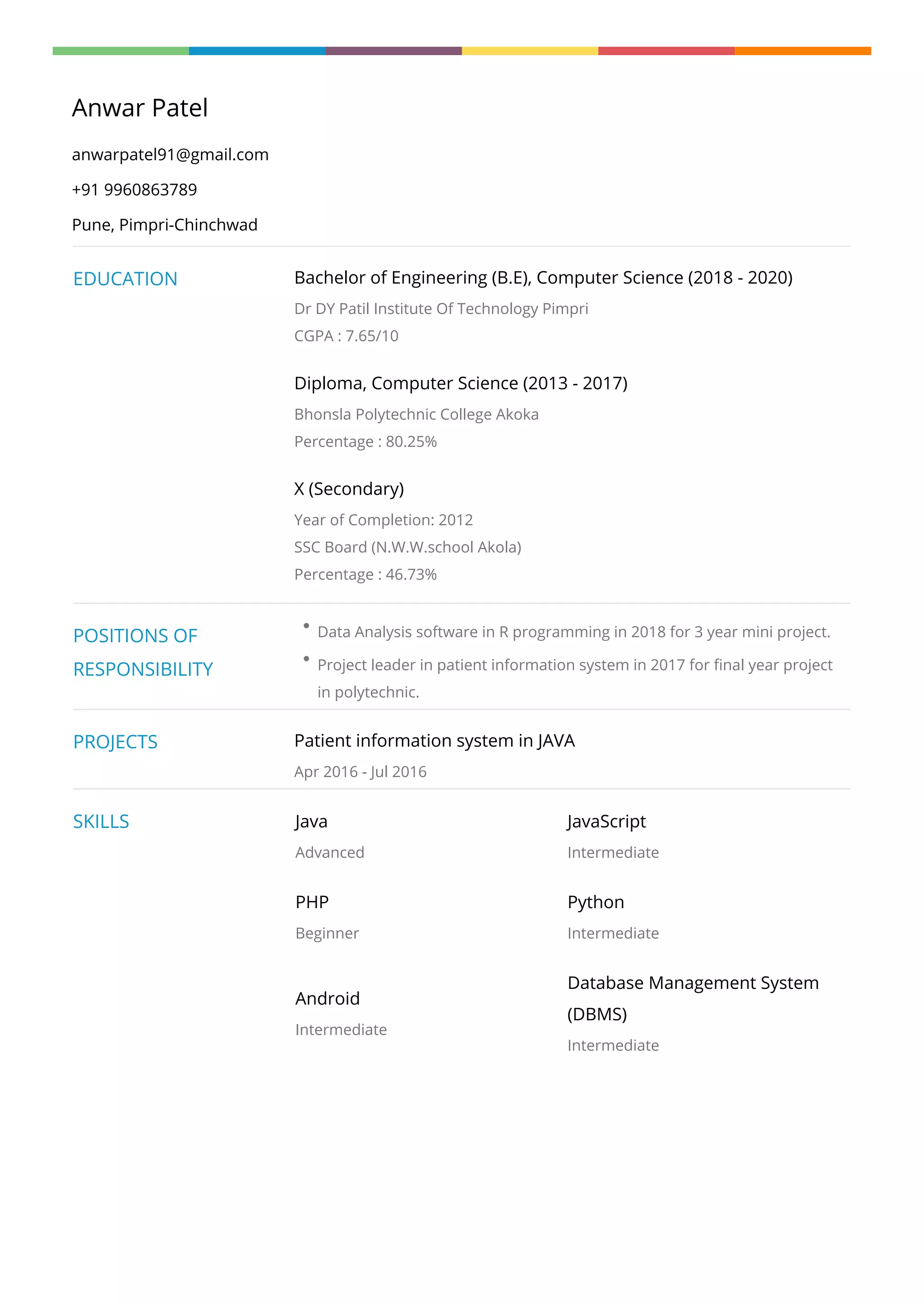 Anwar Patel Resume | PDF | Computer Software and Applications | Computing