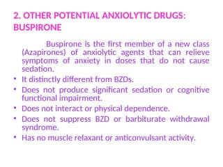 anxiety.ppt pharmacology adr uses moa dose | PPT