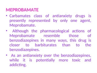 anxiety.ppt pharmacology adr uses moa dose | PPT