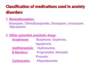 anxiety.ppt pharmacology adr uses moa dose | PPT