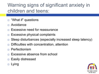 Anxiety Disorders in Kids...An Overview for Parents and Teachers | PPTX