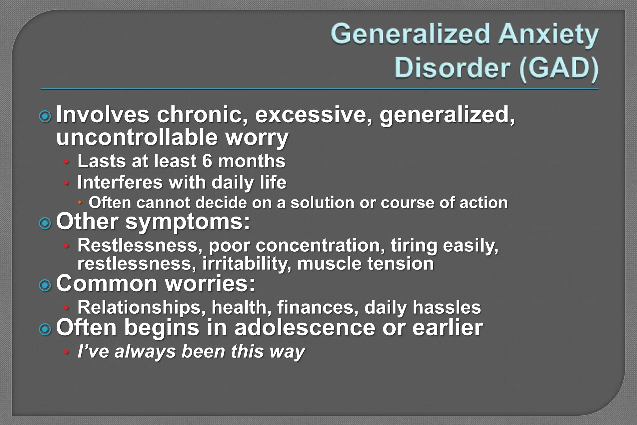 anxiety_and_fear_GAD psychology medical lecture | PPT