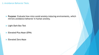 Behavioral anxiety assessment tests for mice. | PPT | Free Download