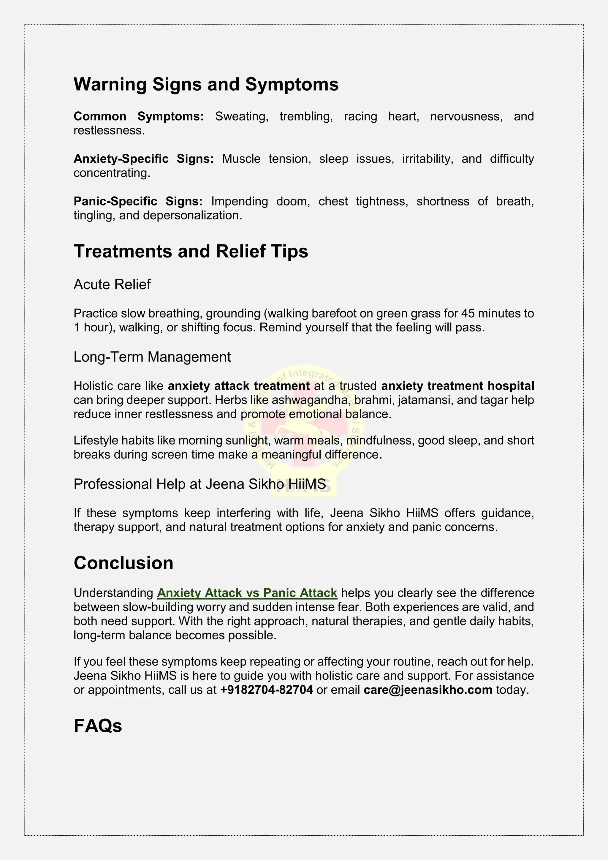 Anxiety Attack vs Panic Attack: Causes, Warning Signs & Relief Tips | PDF