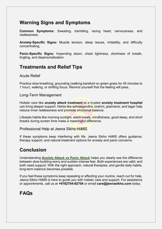 Anxiety Attack vs Panic Attack: Causes, Warning Signs & Relief Tips | PDF