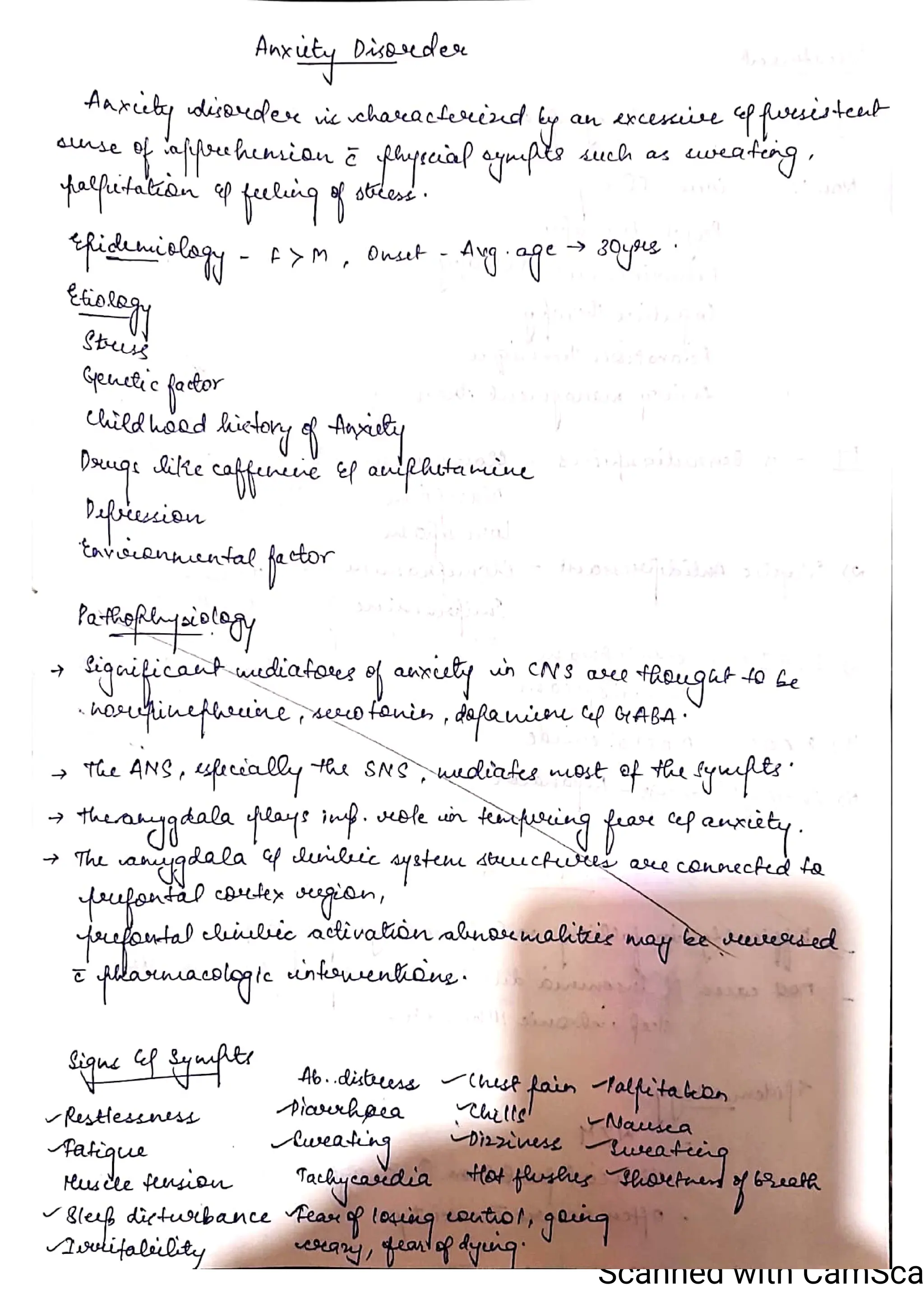 Anxiety disorder, definition, patho, therapeutic management | PDF